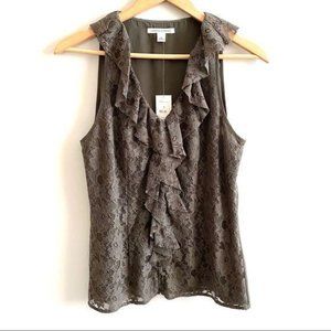 Banana Republic | Tops | Banana Republic Olive Green Lace Front Ruffle ...